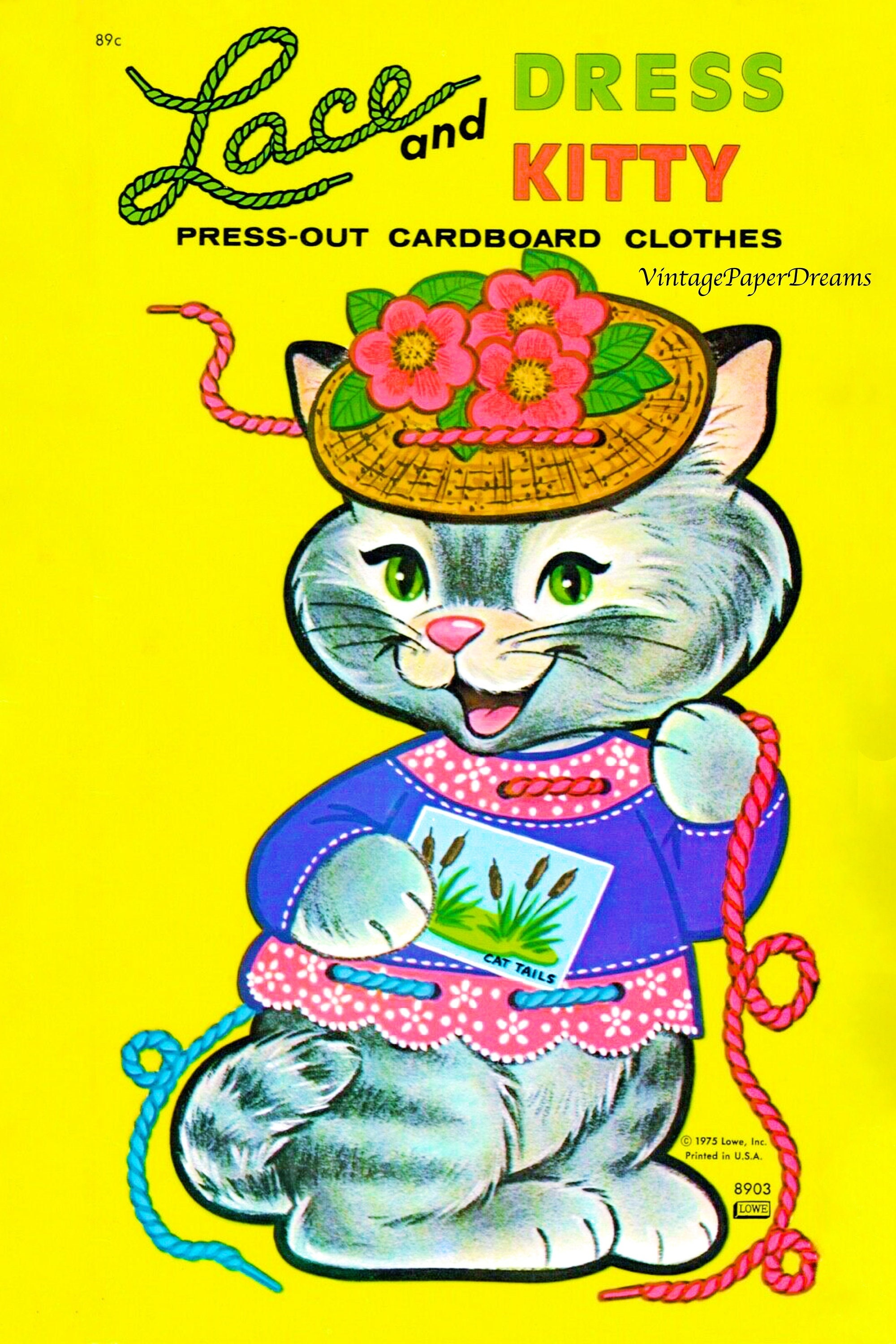 Vintage Paper Doll Printable PDF kitty Cat Paper Doll 70s 1970s Paper ...