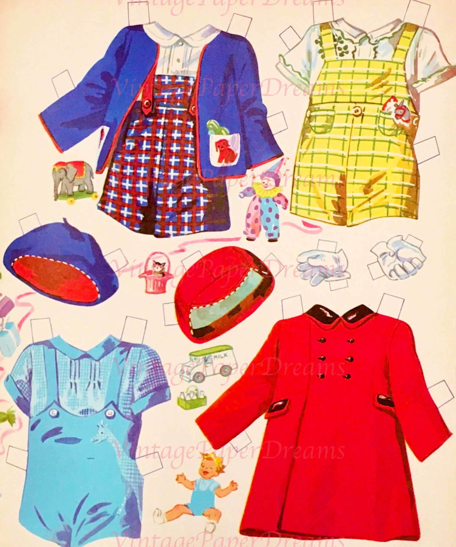 Vintage Paper Doll Printable PDF baby Sister Brother Paper Doll 50s ...