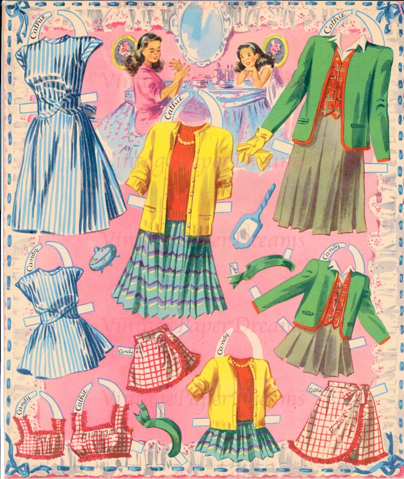 Vintage Paper Doll Printable PDF • Big Sister Little Sister Paper Dolls ...