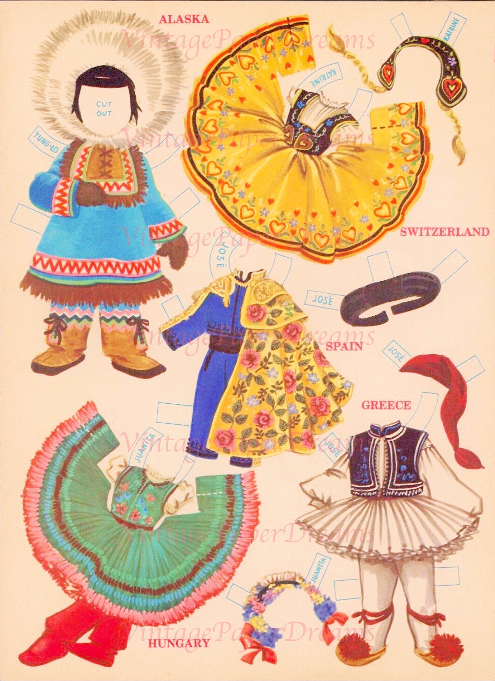 Vintage Paper Doll Printable PDF • world Children Paper Doll • 50s ...