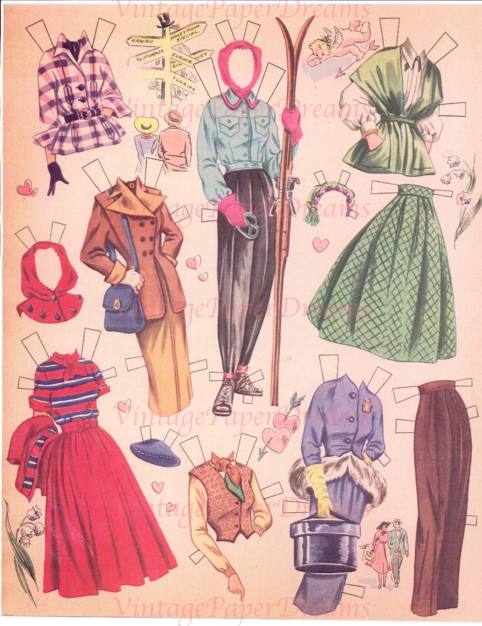 Vintage Paper Doll Printable PDF wedding Party Paper Doll 50s 1950s ...