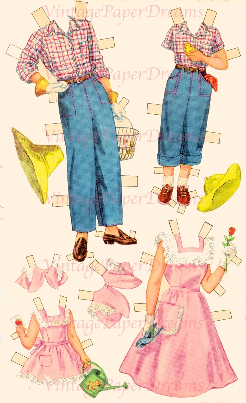 Vintage Paper Doll Printable PDF Mother Daughter Paper Dolls - Etsy