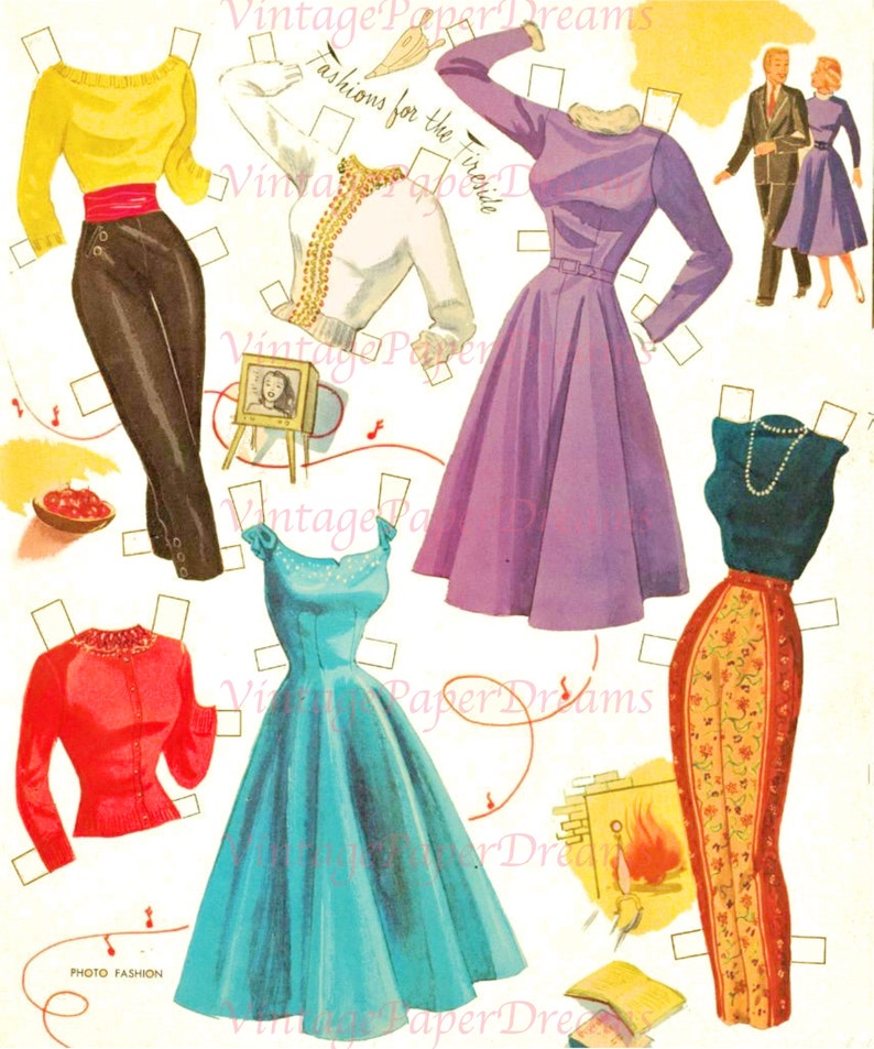Vintage Paper Doll Printable PDF fashion Model Paper Dolls - Etsy