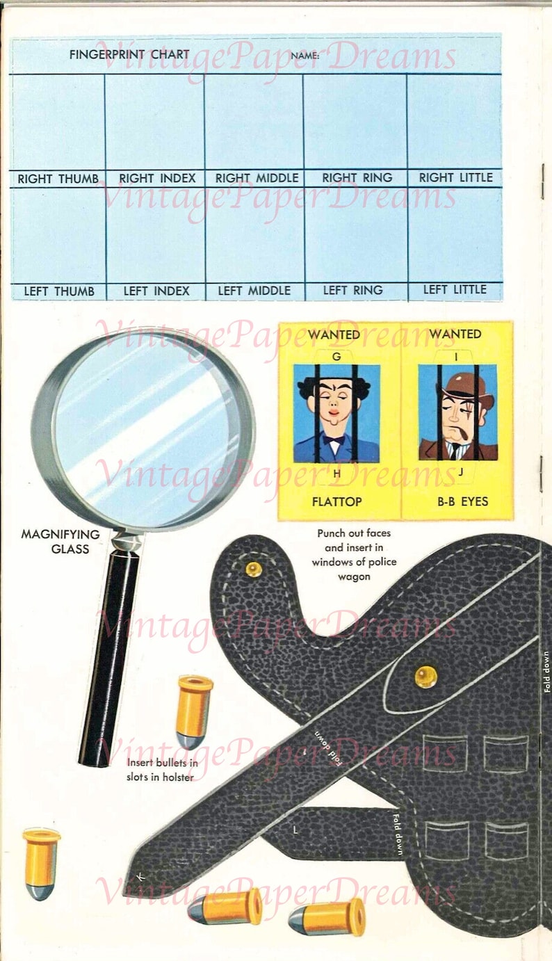 Vintage Paper Doll Printable PDF dick Tracy Detective Kit - Etsy