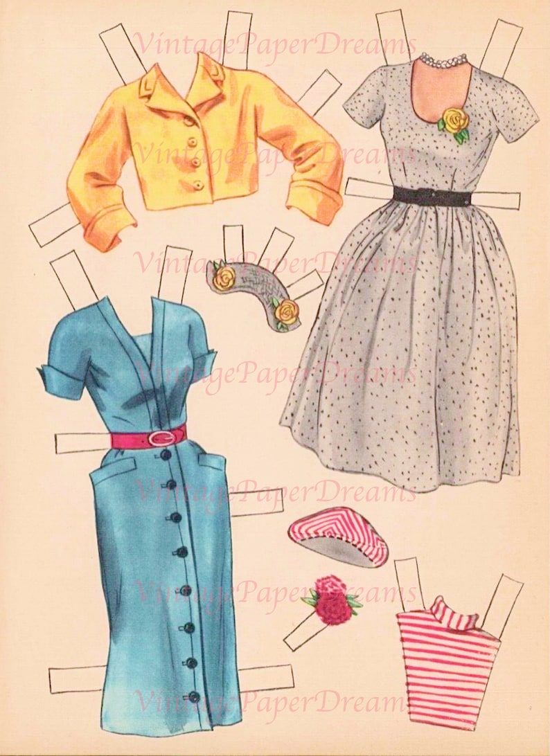 Vintage Paper Doll Printable PDF doris Day Paper Doll 1954 50s 1950s ...