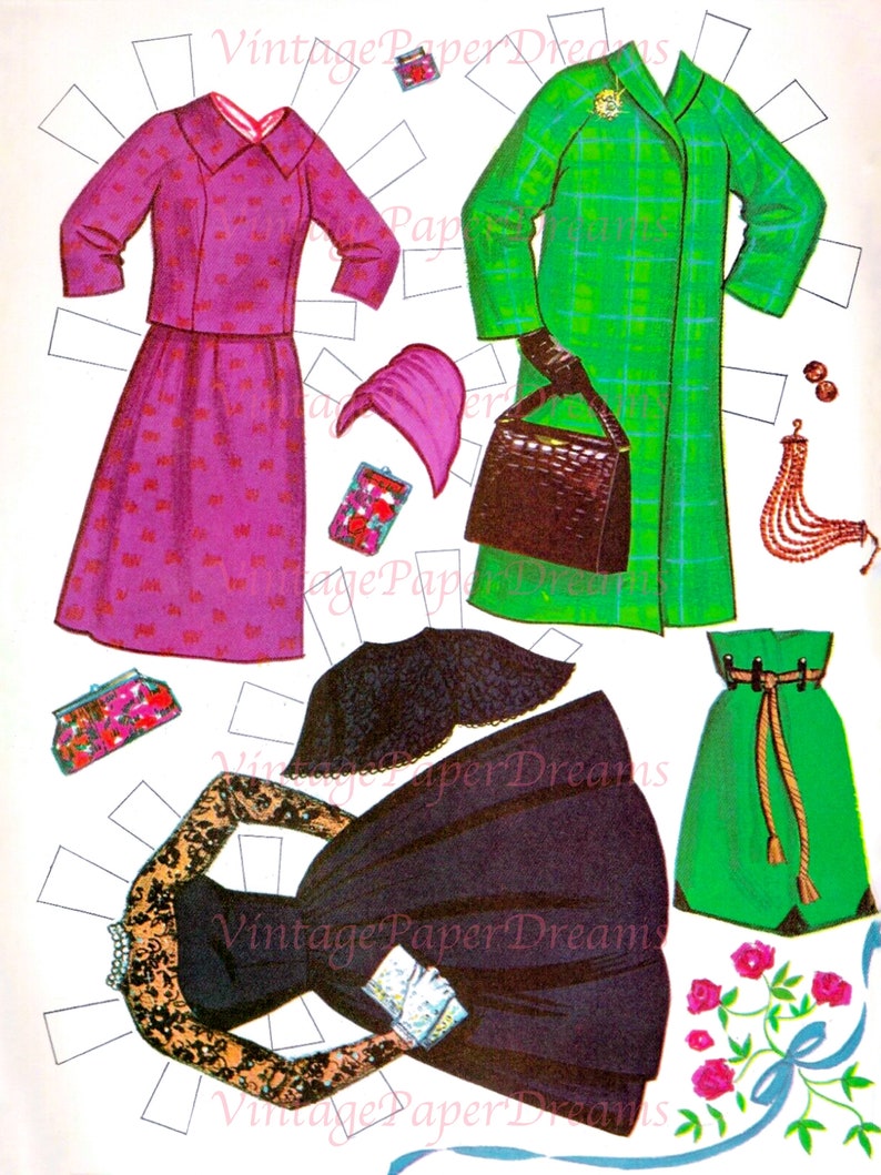 Vintage Paper Doll Printable PDF JPEG • miss World • 60s 1960s Paper ...
