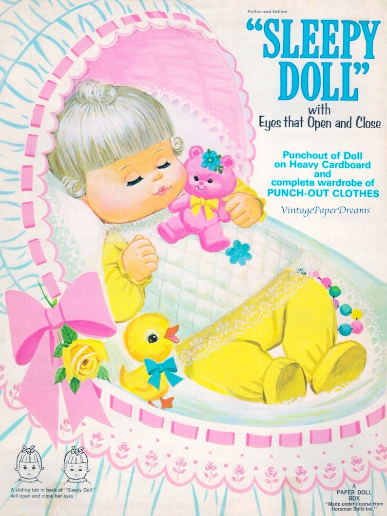 Vintage Paper Doll Printable PDF sleepy Baby Paper Doll - Etsy
