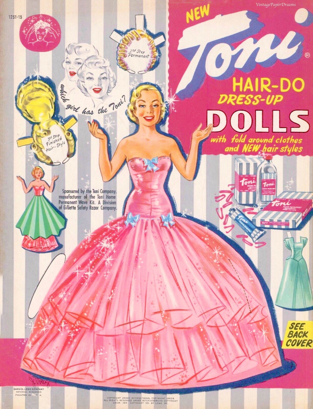 Vintage Paper Doll Printable PDF • toni Hair-do Dress up Paper Doll ...