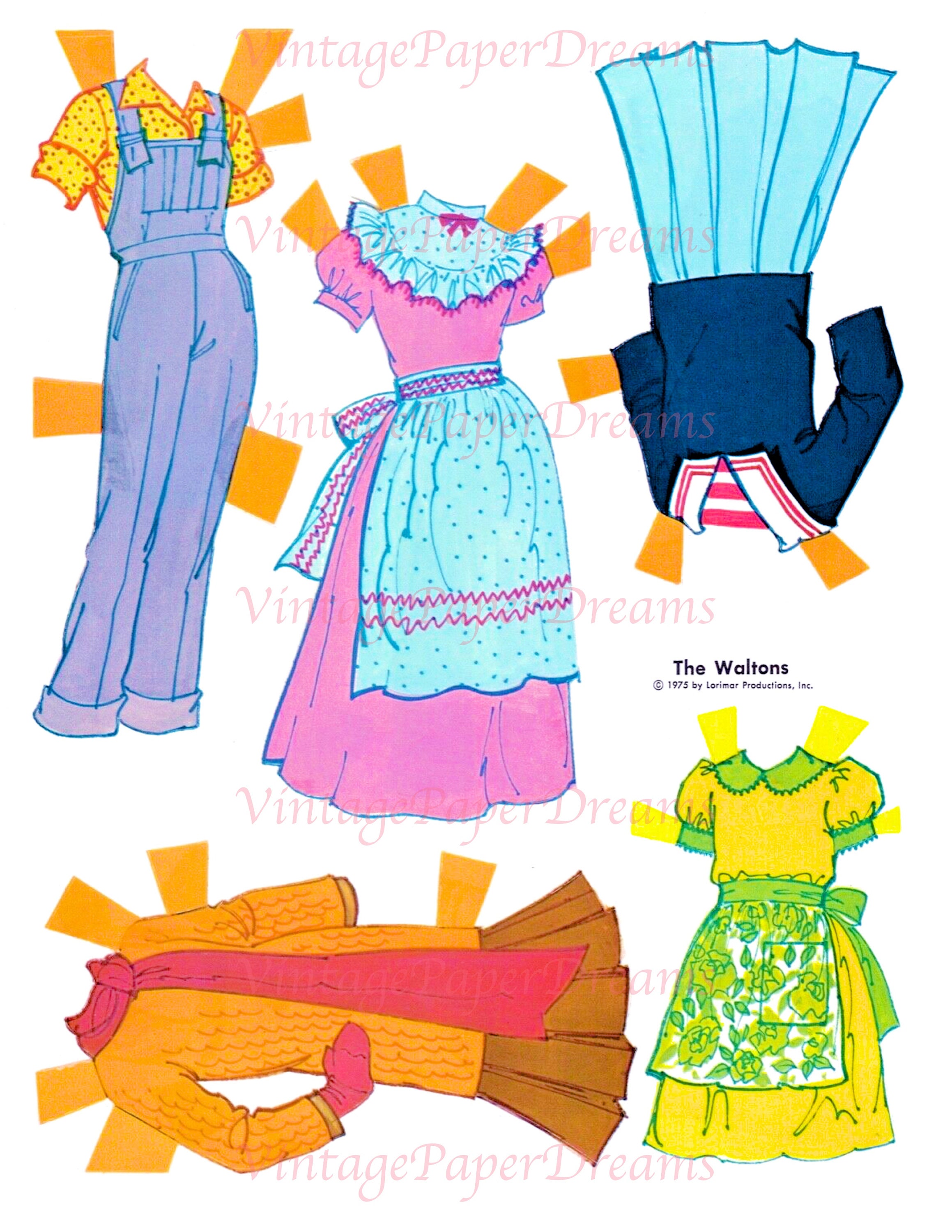 Vintage Paper Doll Printable PDF the Waltons Family Paper Doll 70s ...