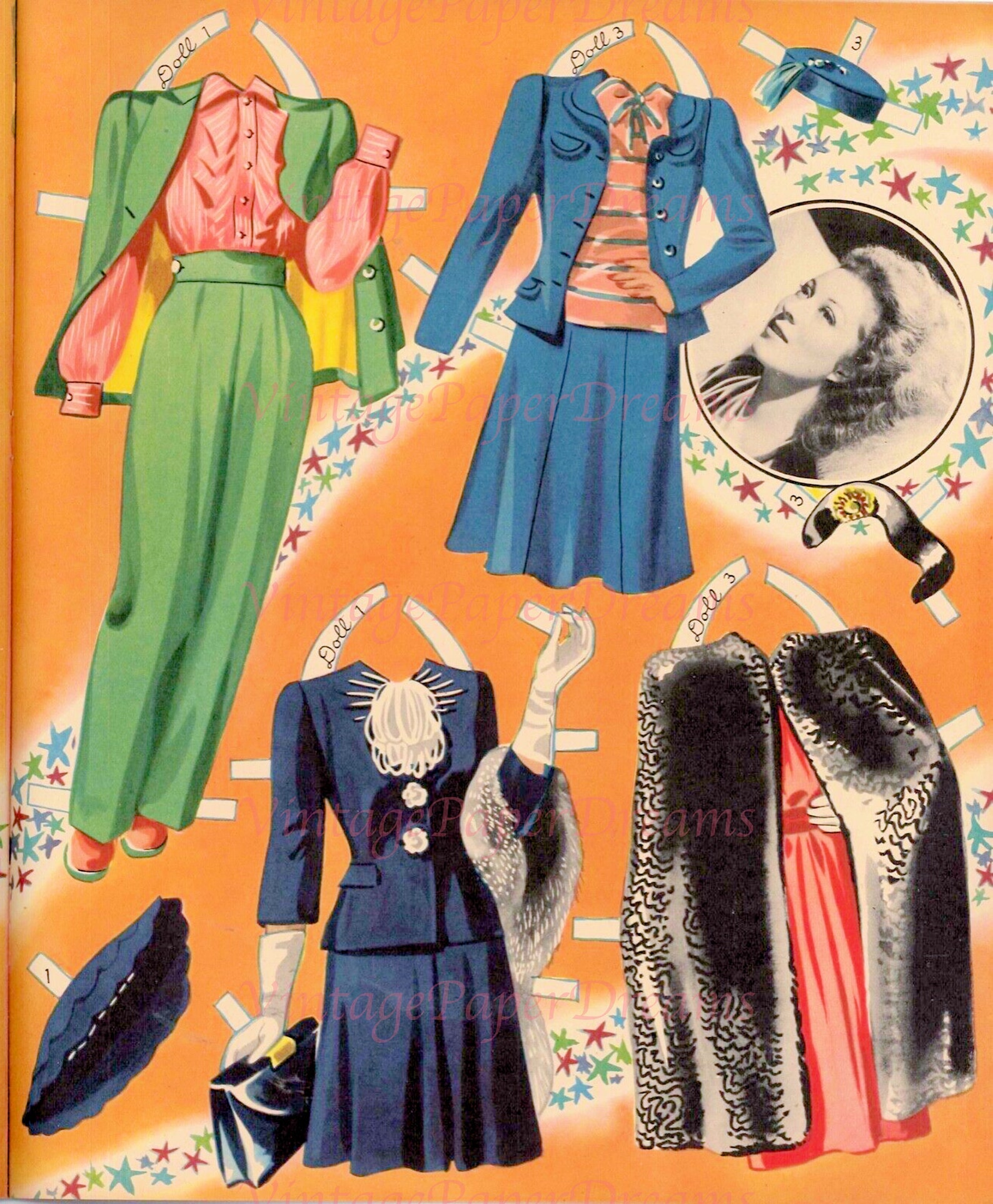 Vintage Paper Doll Printable PDF greer Garson Paper Doll 40s 1940s ...