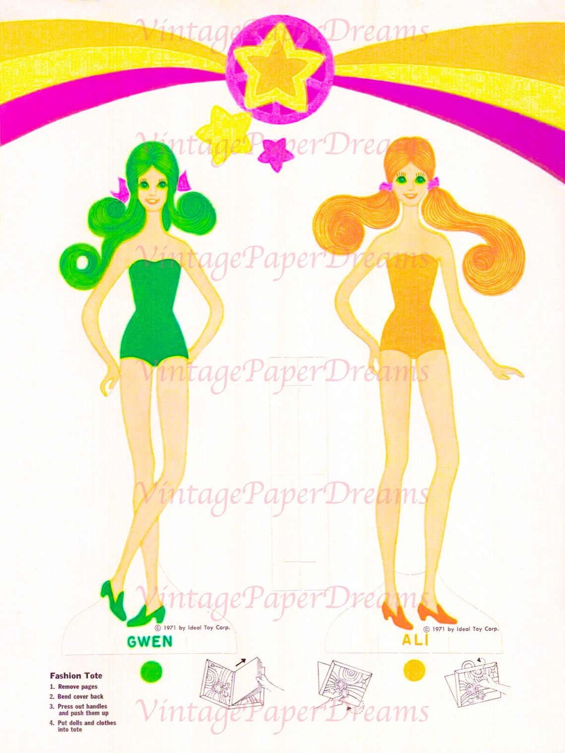 Vintage Paper Doll Printable PDF flatsy Paper Doll 70s - Etsy