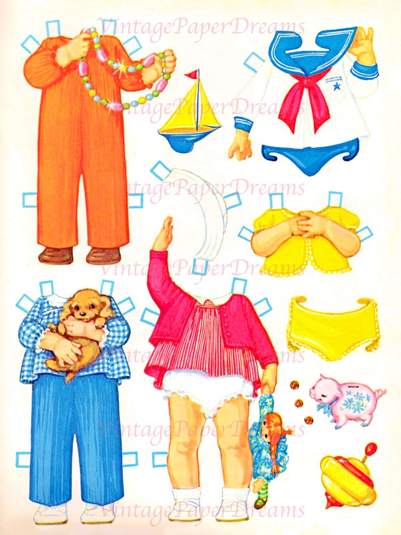 Vintage Paper Doll Printable PDF • baby Paper Doll • 70s 1970s Paper ...