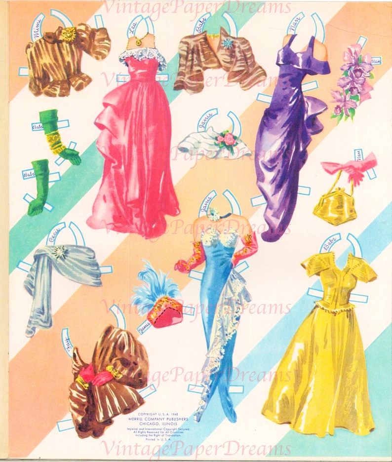 Vintage Paper Doll Printable PDF dancing Glamour Girls Paper - Etsy