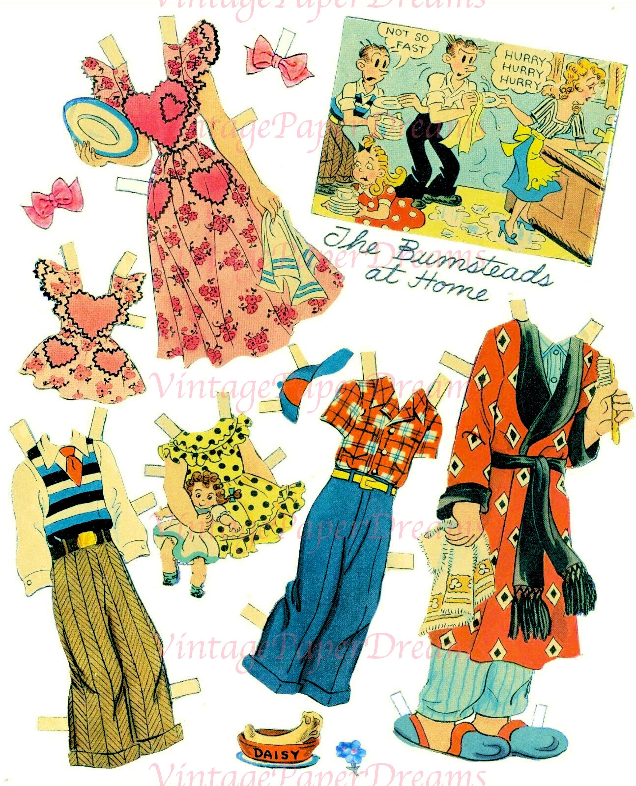 Vintage Comic Book Art Printable PDF blondie Paper Dolls - Etsy