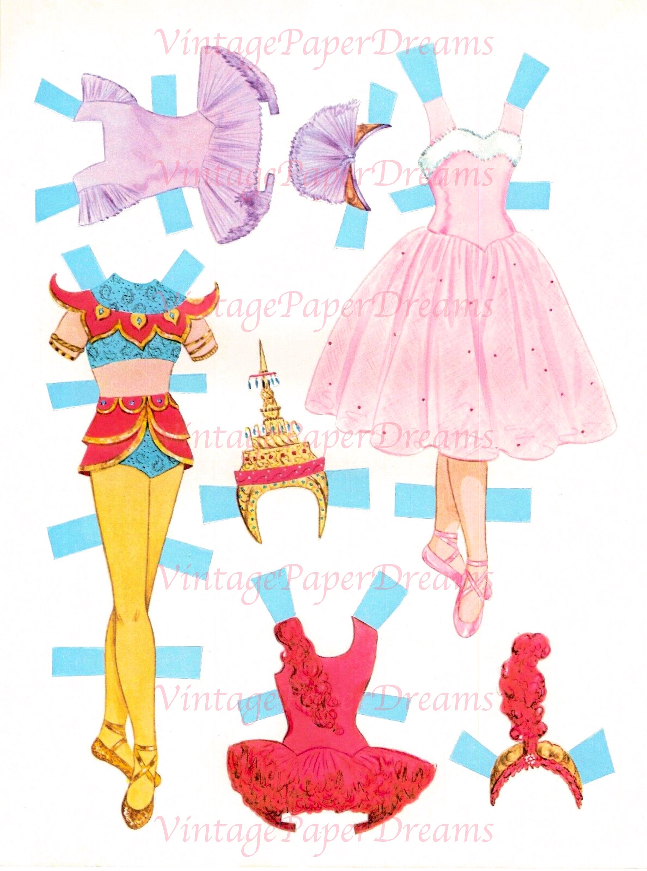 Vintage Paper Doll Printable PDF ballet Ballerina Paper Doll 60s 1960s ...