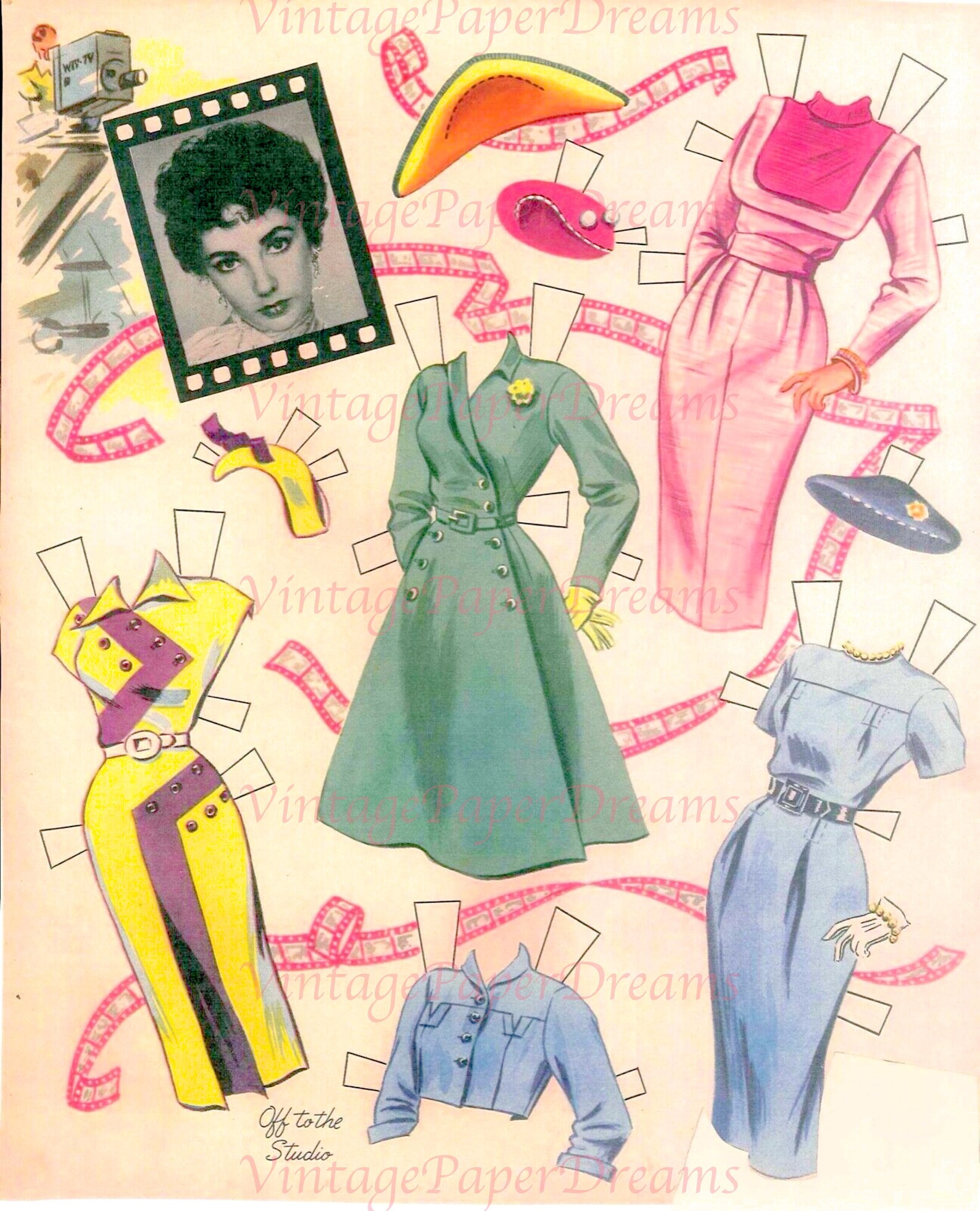 Vintage Paper Doll Printable PDF • elizabeth Taylor Paper Doll JPEG ...