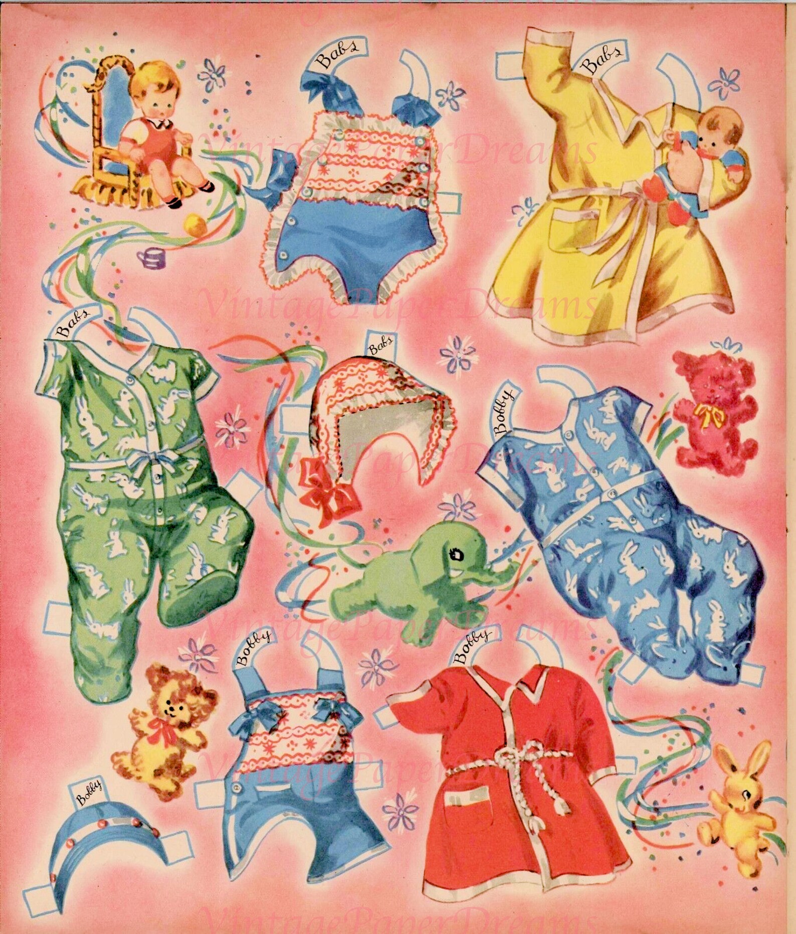 Vintage Paper Doll Printable PDF cradle Tots Paper Dolls - Etsy