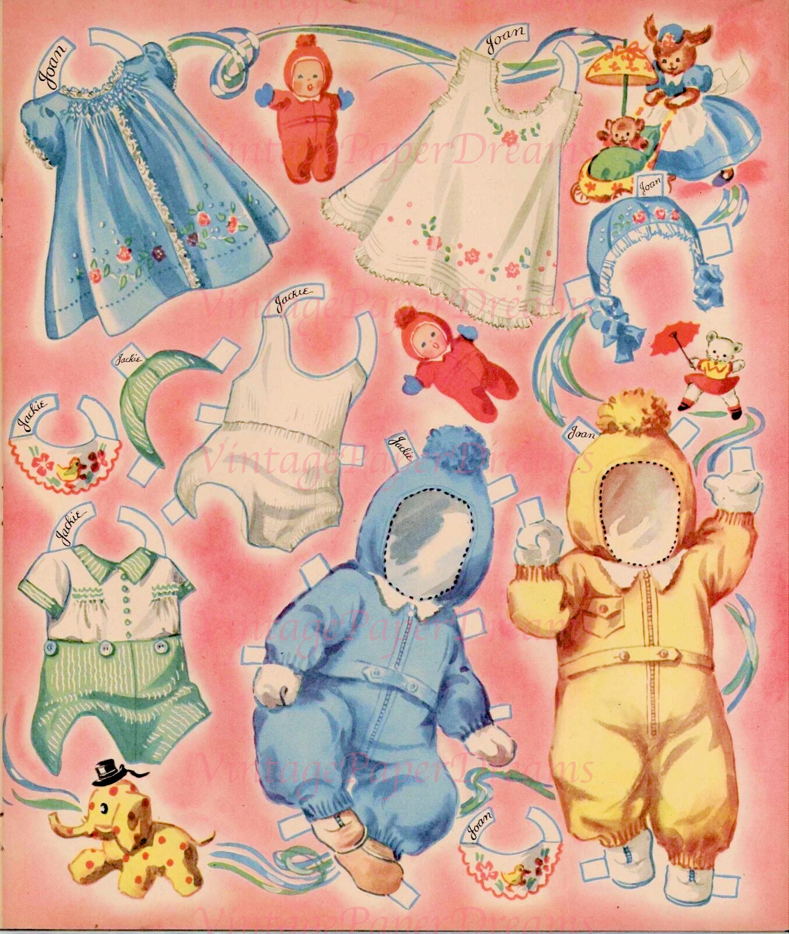 Vintage Paper Doll Printable PDF cradle Tots Paper Dolls - Etsy