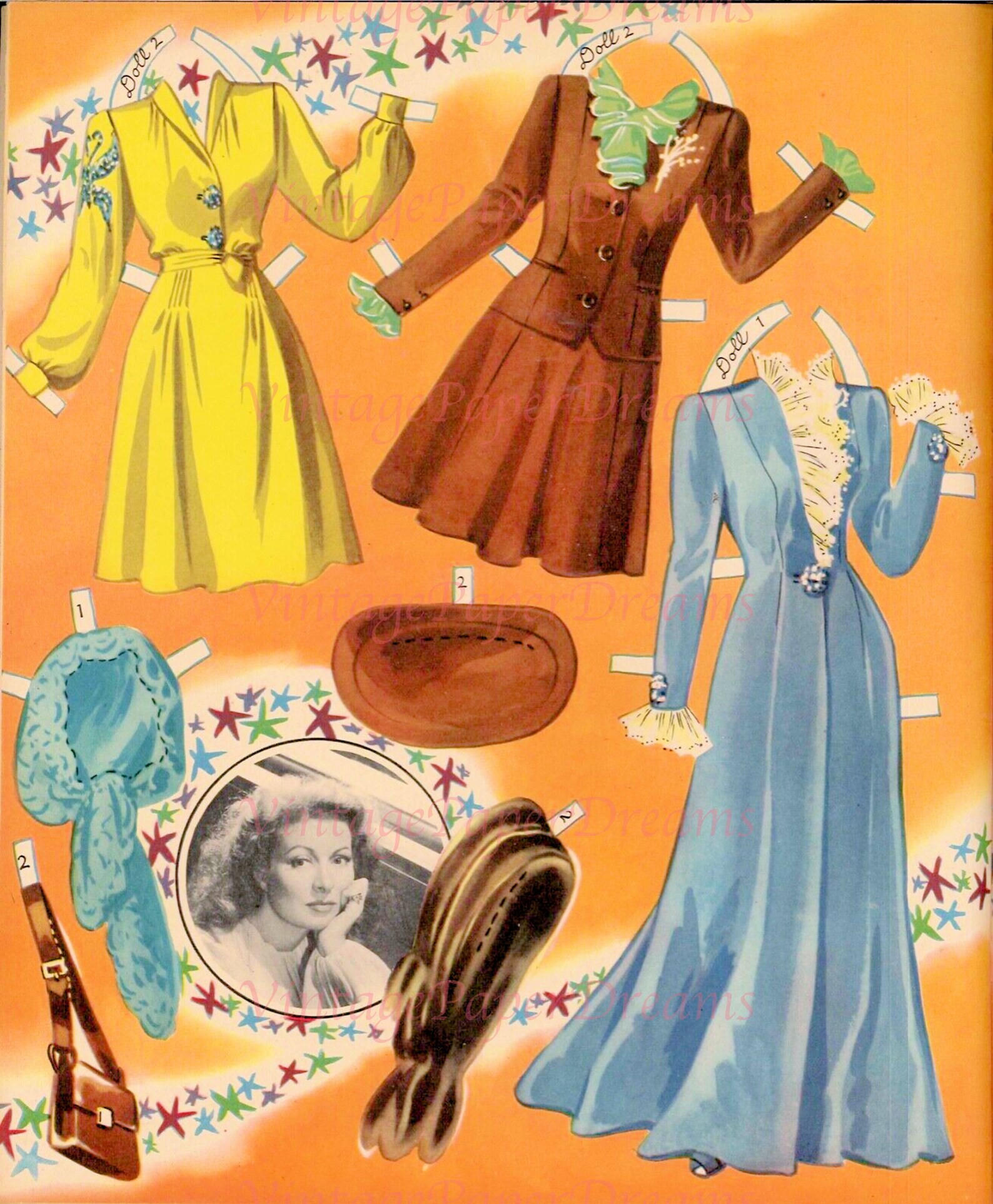 Vintage Paper Doll Printable PDF greer Garson Paper Doll 40s 1940s ...