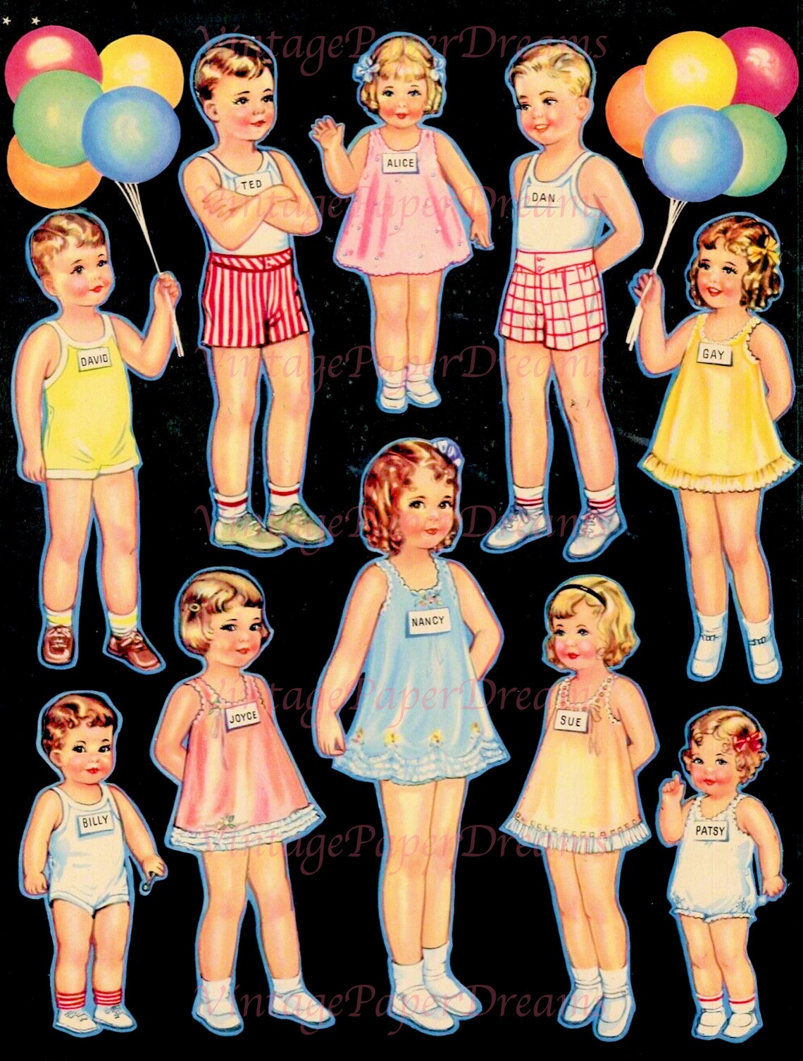 Vintage Paper Doll Printable PDF happy Birthday Paper Doll 30s 1930s ...