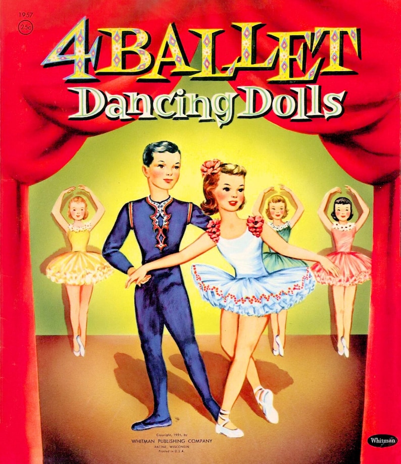 Vintage Paper Doll Printable PDF ballet Ballerina Paper Doll 50s 1950s ...