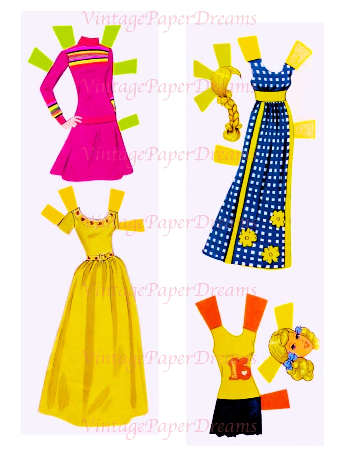 Vintage Paper Doll Printable Pdf Barbie Paper Doll 70s 1970s Paper Doll