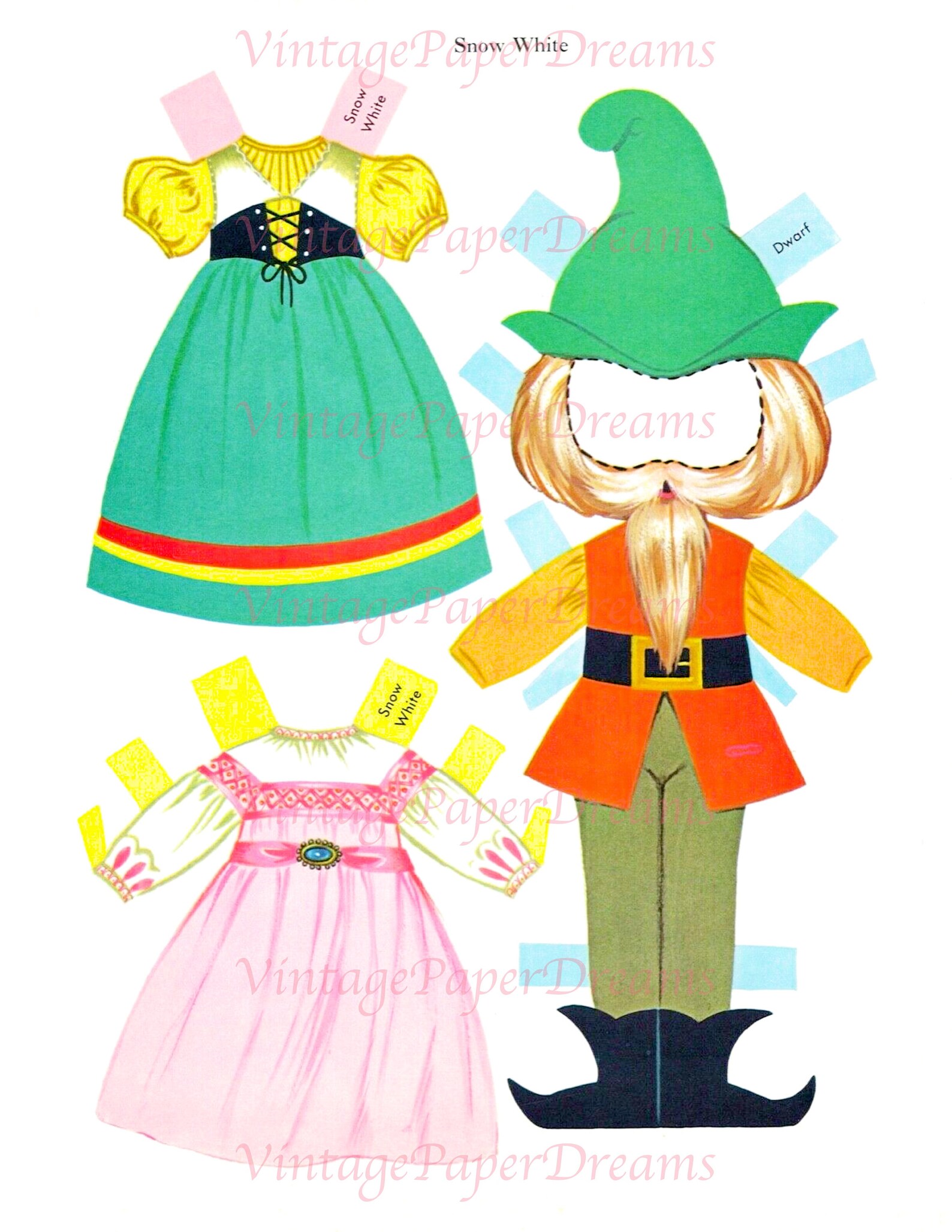 Vintage Paper Doll Printable PDF JPEG • Magic fairy Tale Paper Doll ...