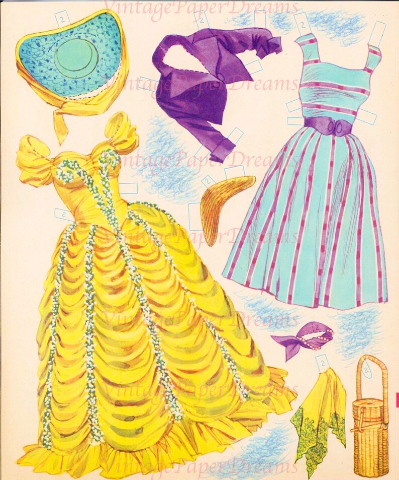 Vintage Paper Doll Printable PDF golden Girl Paper Doll JPEG - Etsy