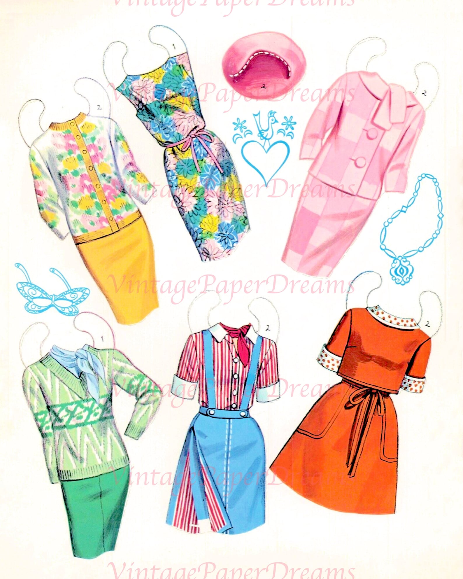 Vintage Paper Doll Printable PDF Model Paper Doll 60s 1960s Brunette ...