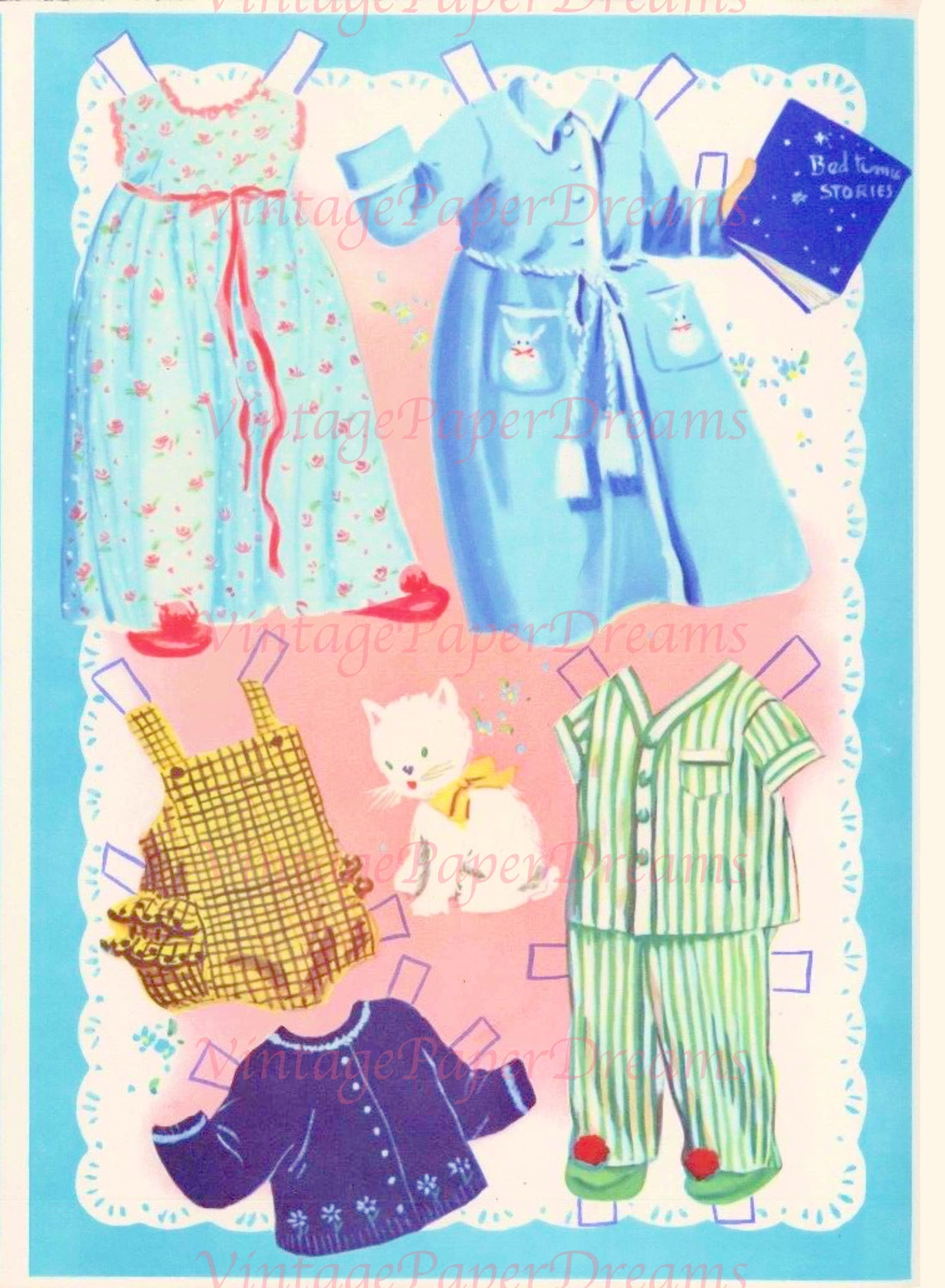 Vintage Paper Doll Printable PDF baby Sister Brother Paper Doll 50s ...