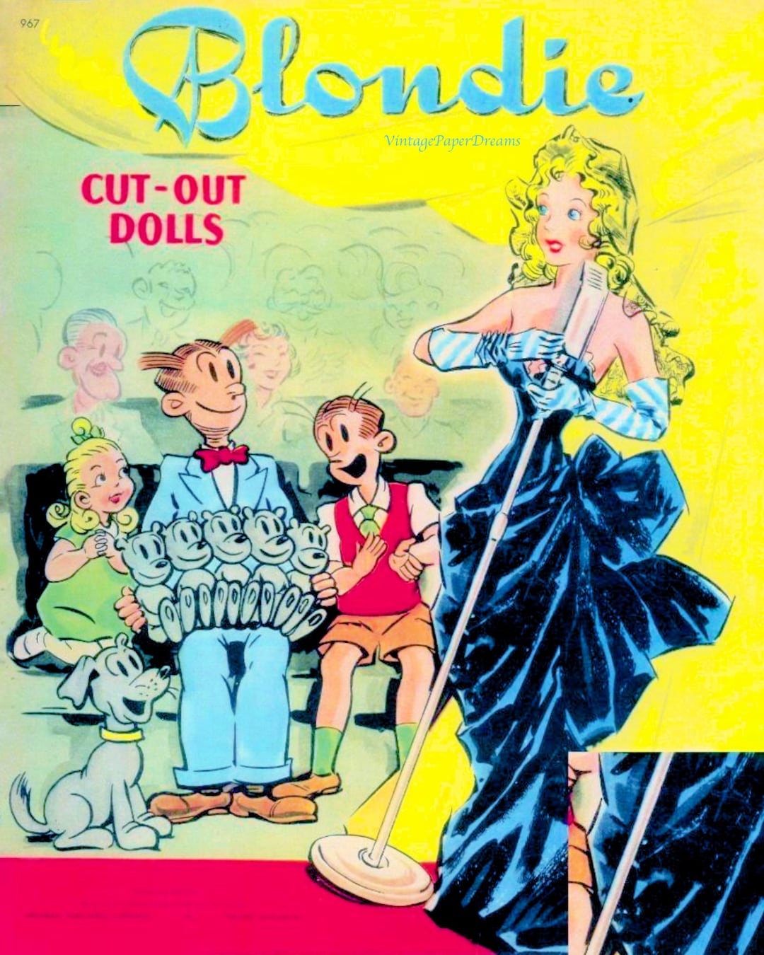 Vintage Comic Book Art Printable Pdf Blondie Paper Dolls 40s 1940s Dagwood Bumstead Paper Doll