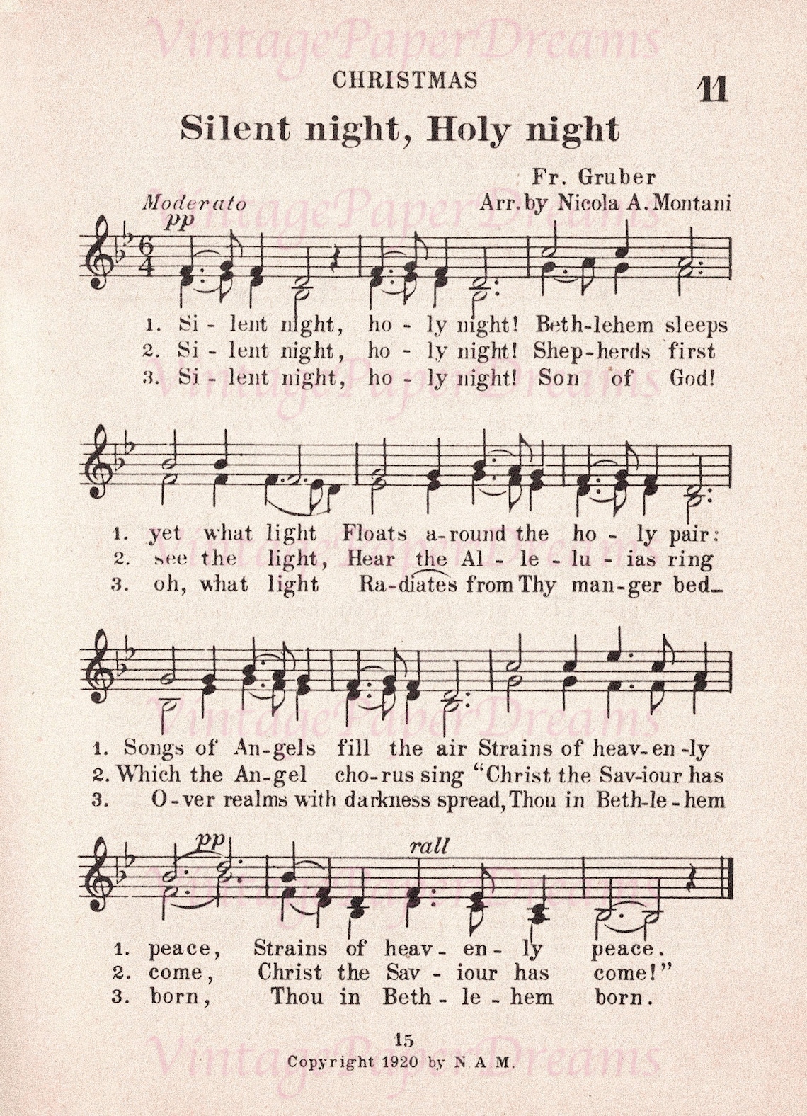 Vintage Printable Christmas Carol Sheet Music Pdf Etsy