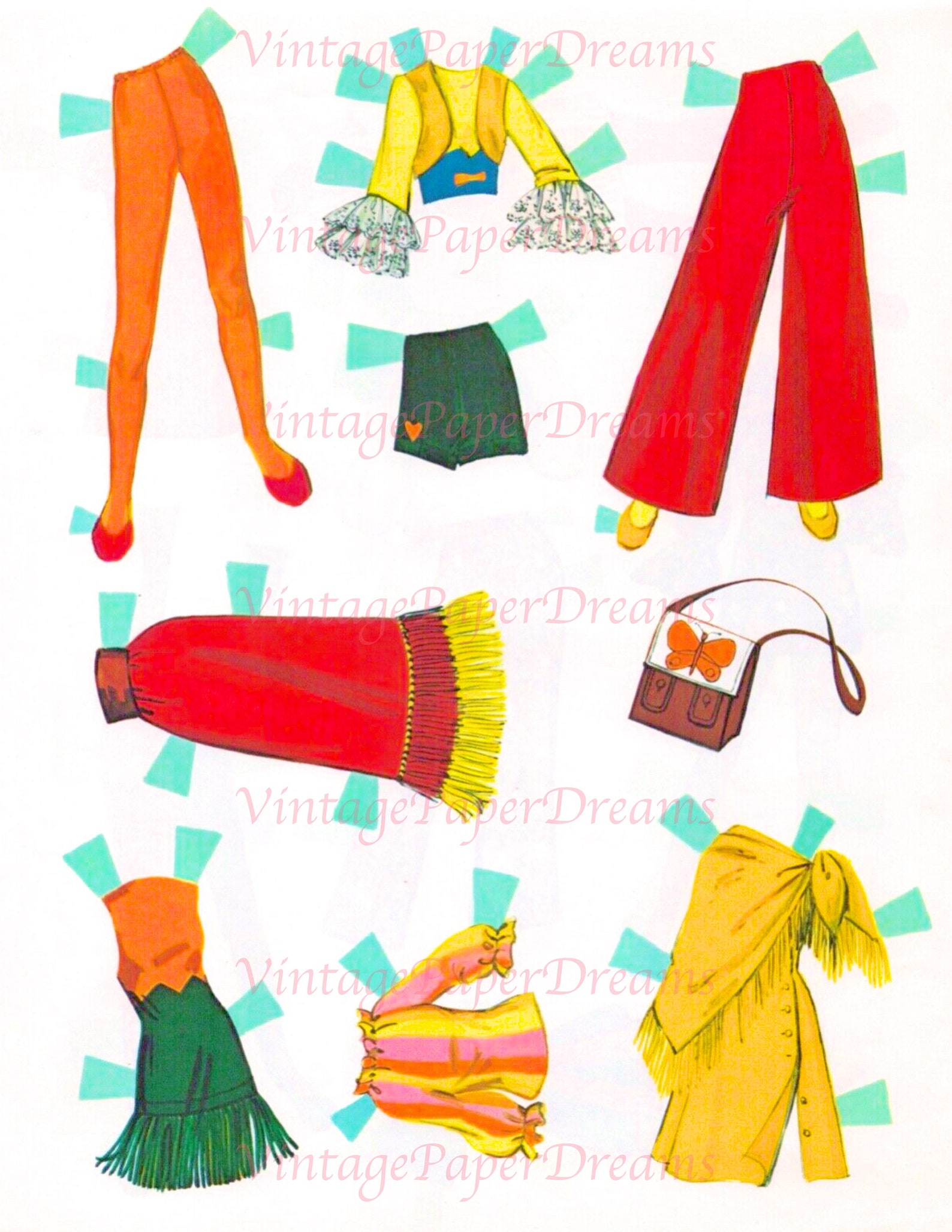 Vintage Paper Doll Printable PDF rock Flowers Paper Doll - Etsy