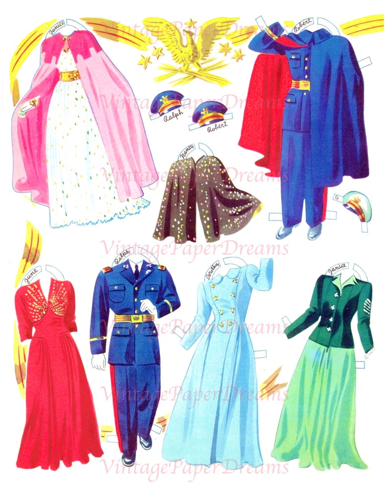 Vintage Paper Doll Printable PDF • Army Nurse Doctor Paper Dolls • 40s ...