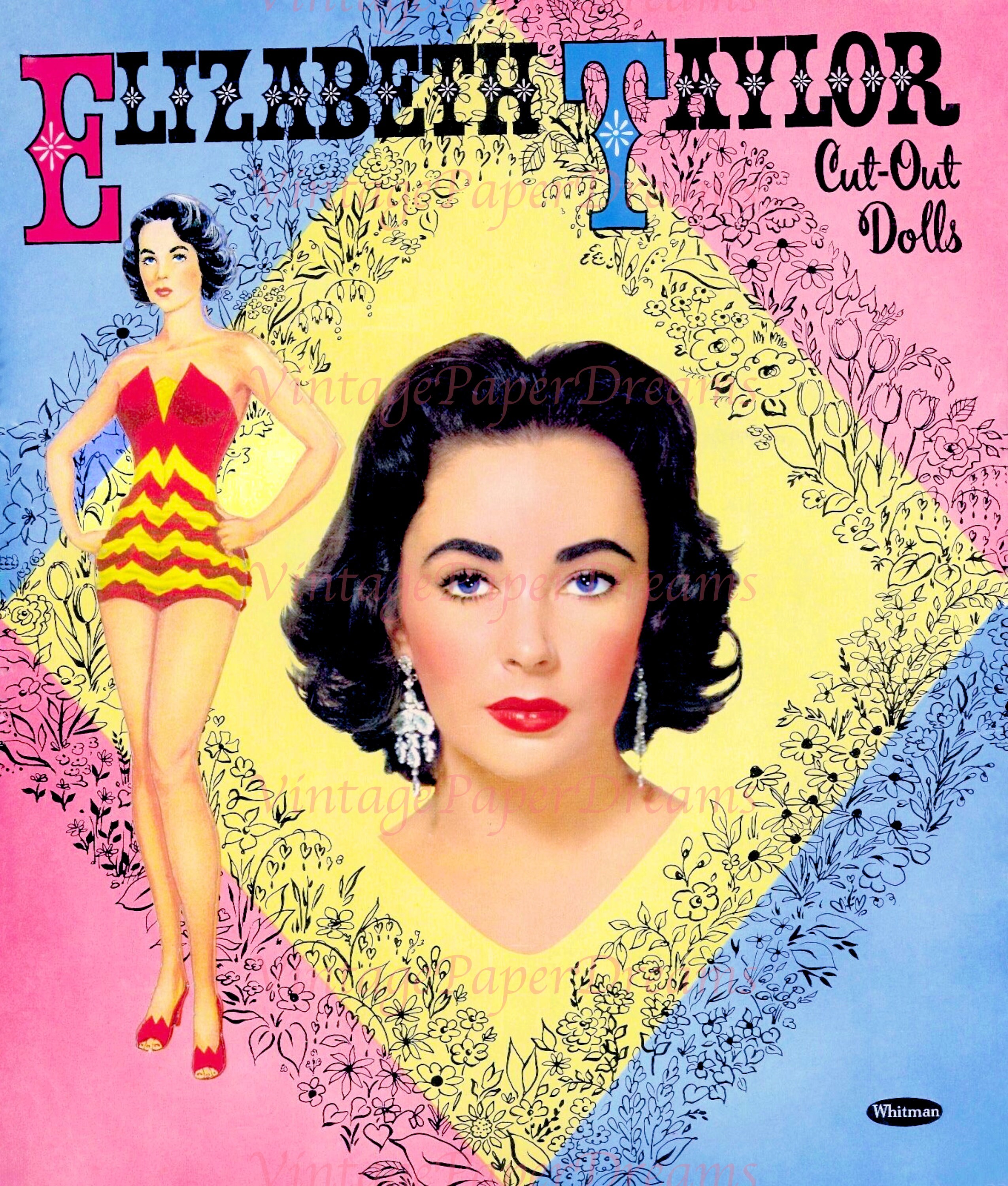 Vintage Paper Doll Printable PDF elizabeth Taylor Paper Doll - Etsy