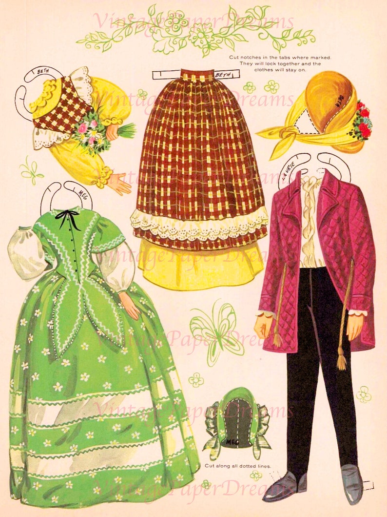 Vintage Paper Doll Printable PDF little Women Paper Dolls 60s 1960s ...