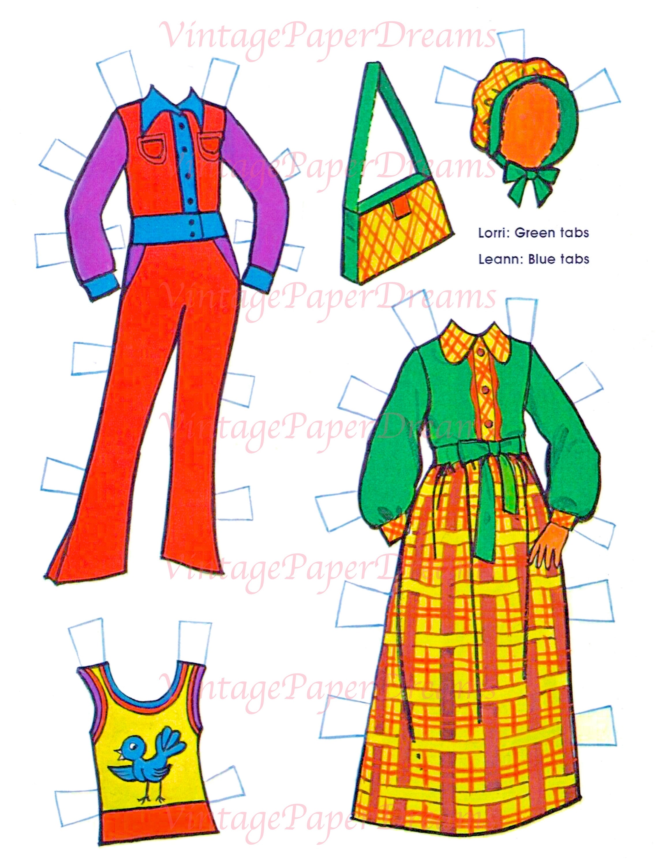 Vintage Paper Doll Printable PDF winter Sisters Paper Doll 70s 1970s ...
