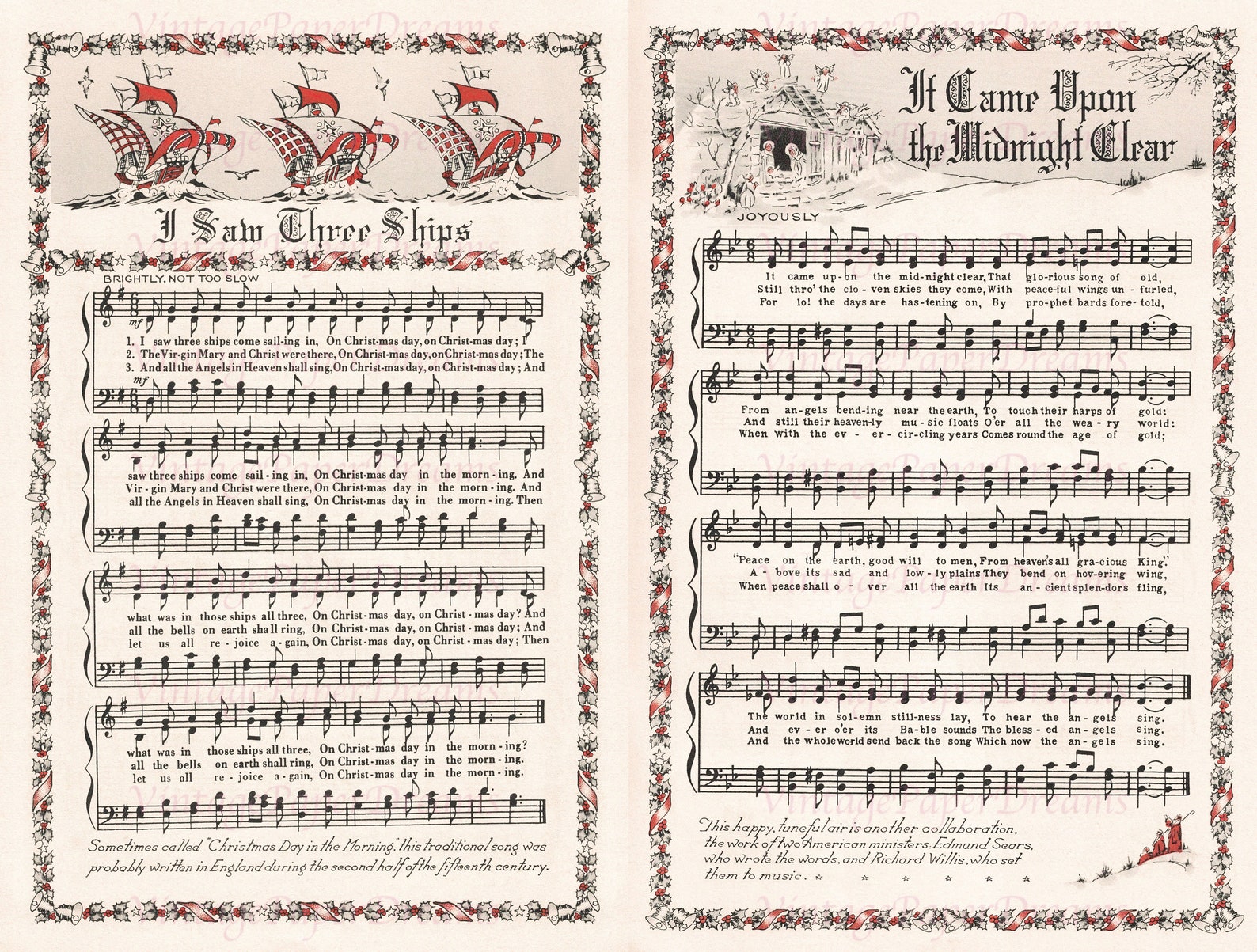 Vintage Printable Christmas Carol Sheet Music PDF • Traditional Advent ...