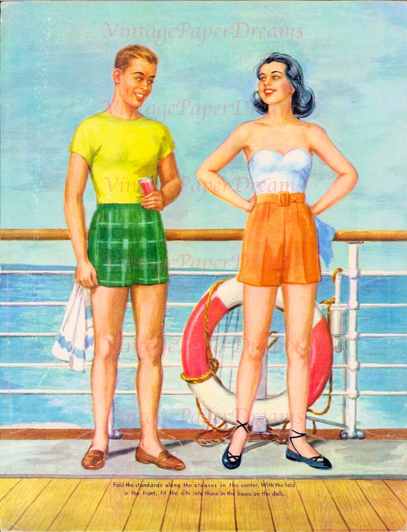 Vintage Paper Doll Printable PDF boyfriend Girlfriend Paper Dolls 50s ...