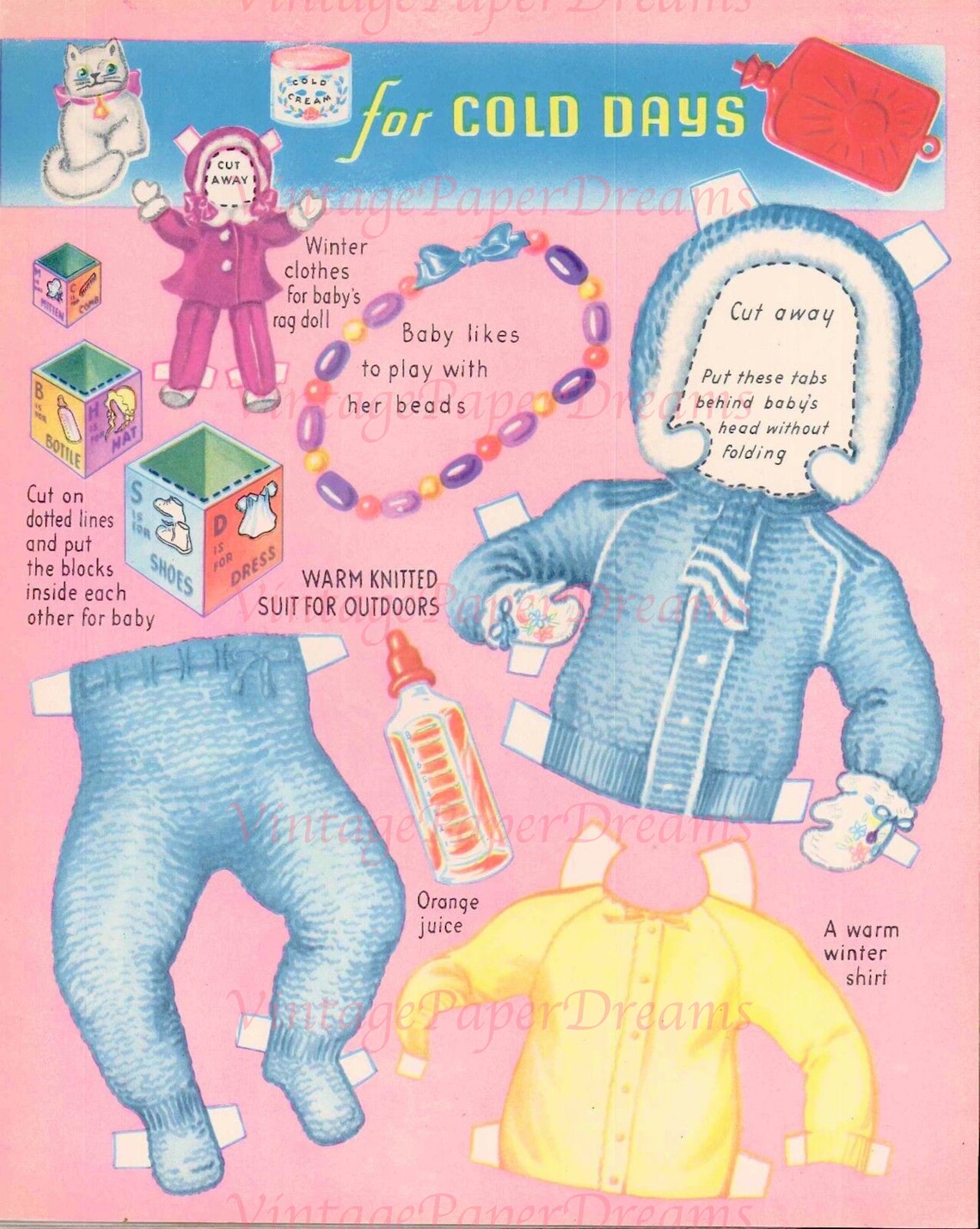 Vintage Paper Doll Printable PDF sleeping Baby Paper Doll - Etsy