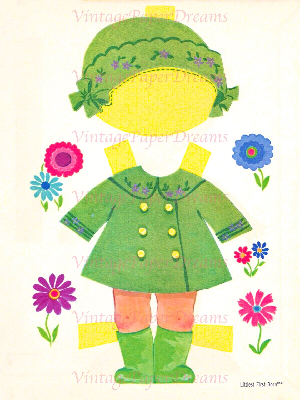 Vintage Paper Doll Printable PDF baby Paper Doll 70s 1970s - Etsy