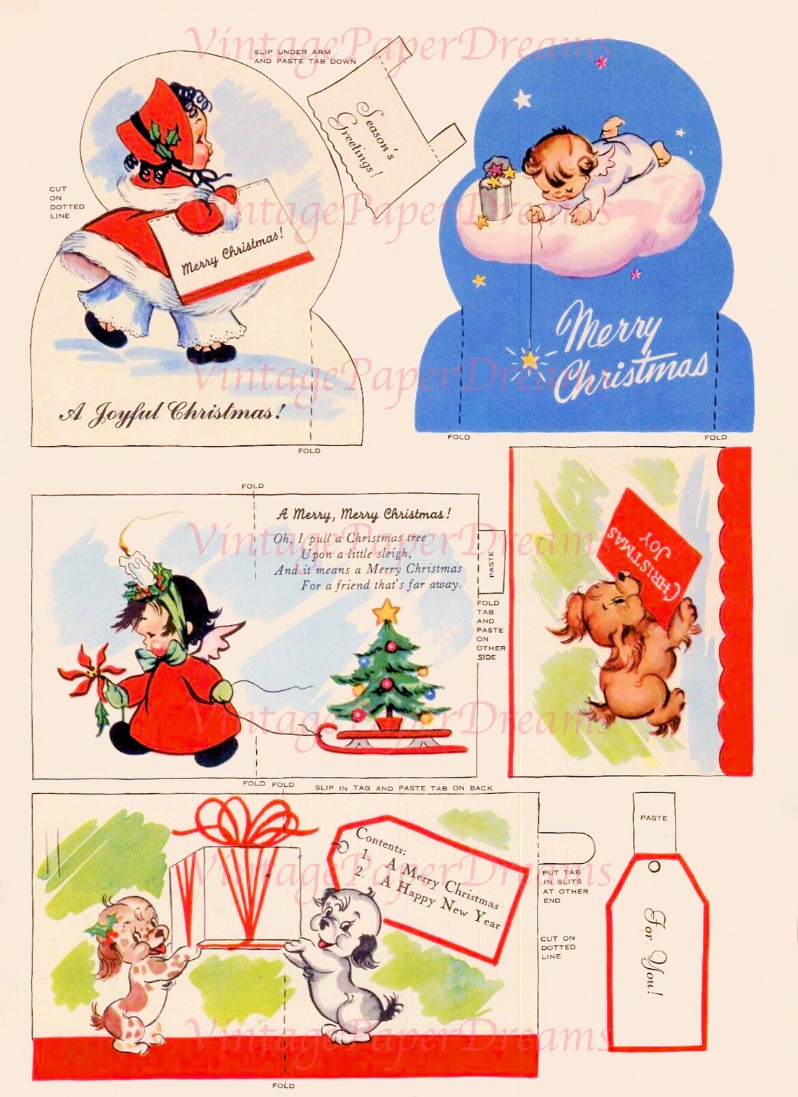 Vintage Christmas Cards Printable PDF Christmas Gift Tags Printable ...