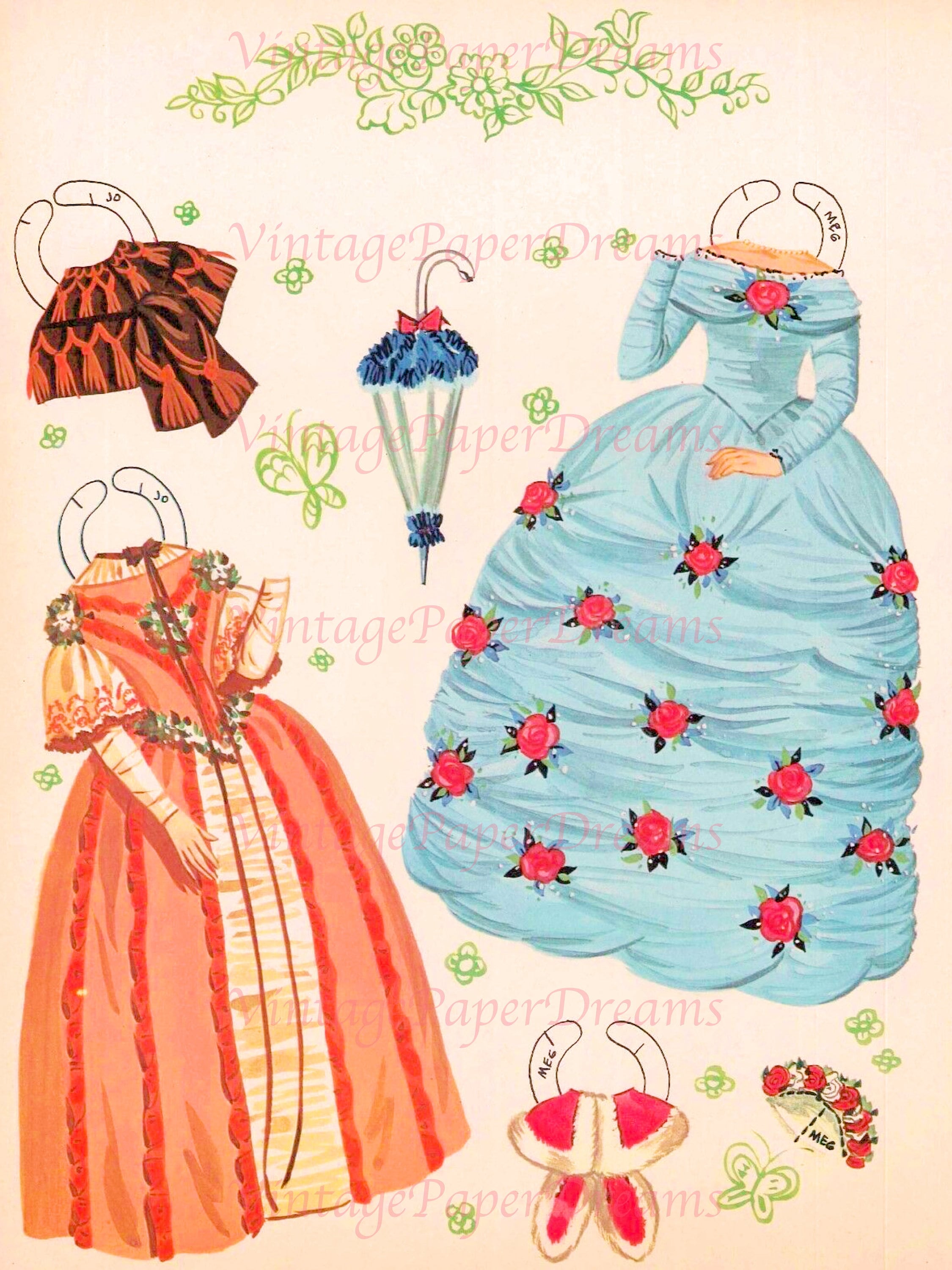 Vintage Paper Doll Printable PDF little Women Paper Dolls 60s 1960s ...