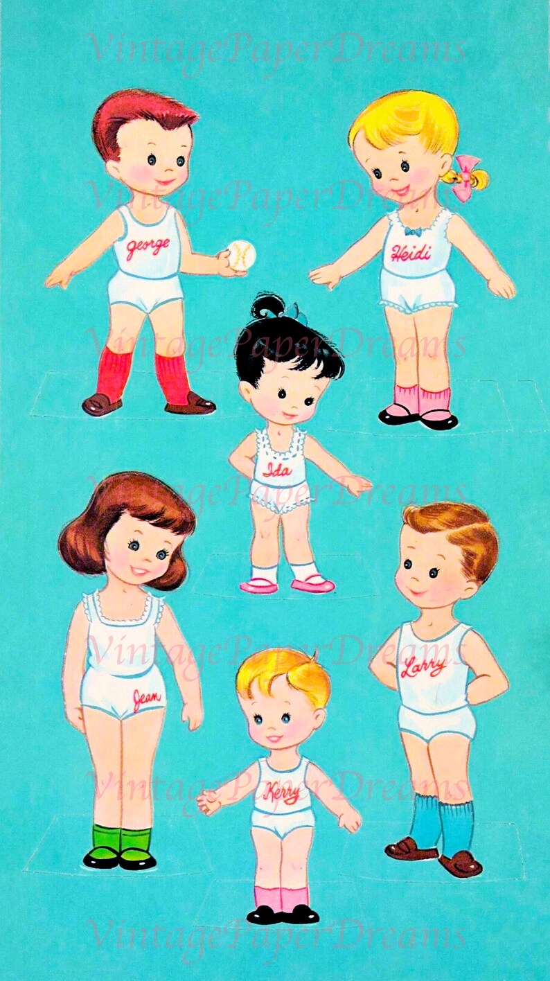 Vintage Paper Doll Printable PDF Dozen Cousins Paper Doll 60s 1960s Boy ...