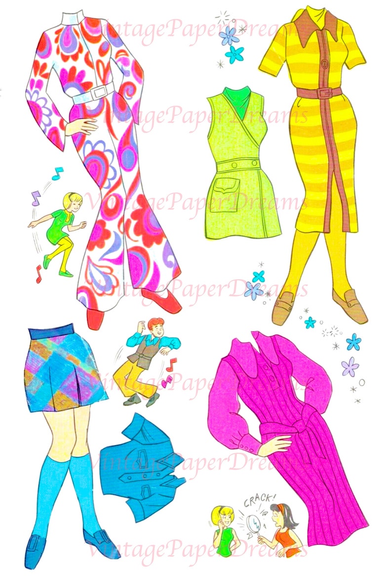 Vintage Paper Doll Printable PDF Sabrina Paper Doll 70s 1970s Paper ...