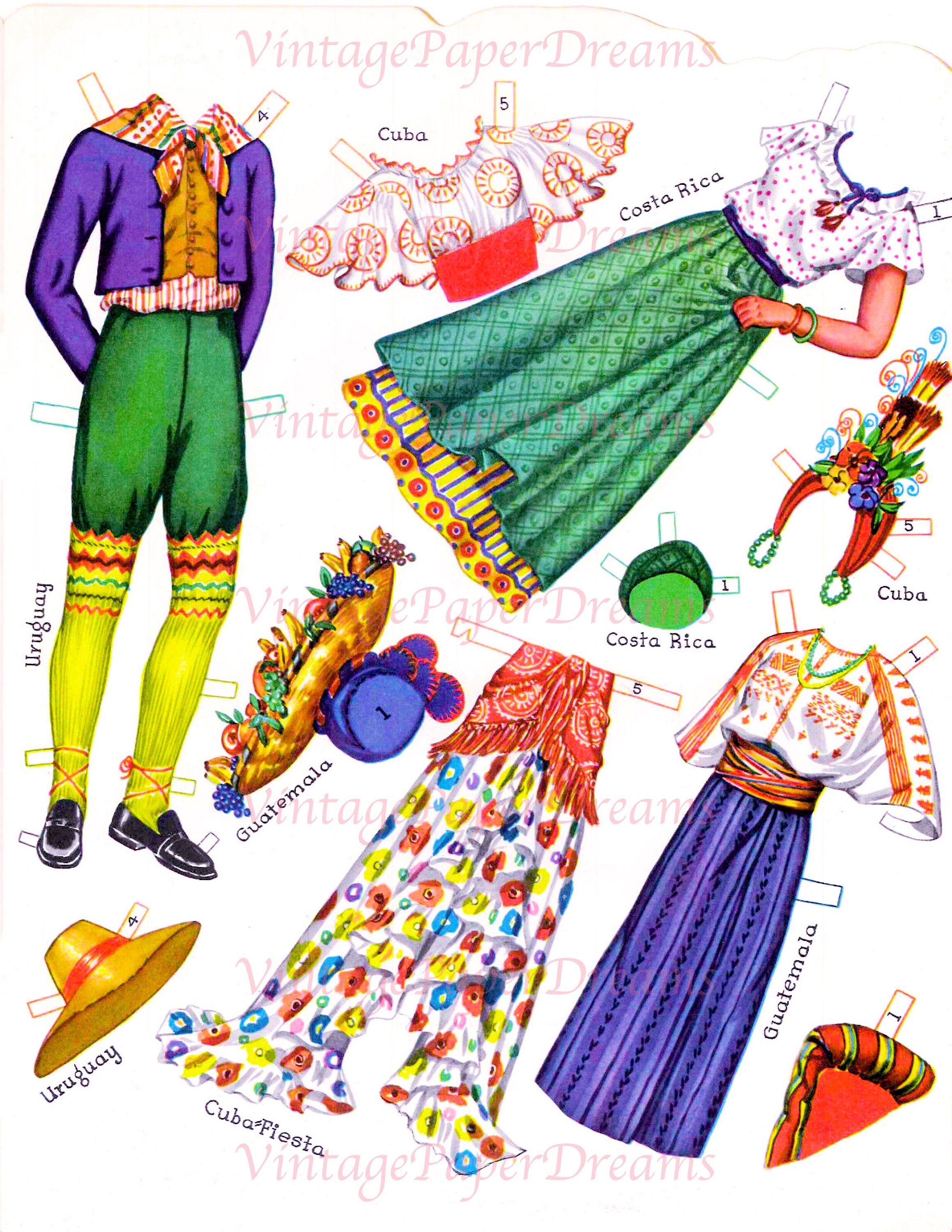 Vintage Paper Doll Printable PDF latina Paper Dolls 60s 1960s Paper ...