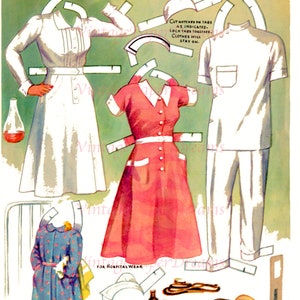 Vintage Paper Doll Printable PDF • Nurse + Doctor Paper Dolls • 40s ...
