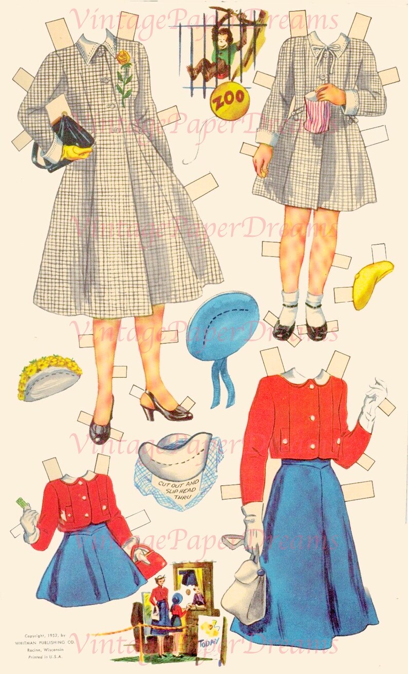 Vintage Paper Doll Printable PDF Mother Daughter Paper Dolls - Etsy