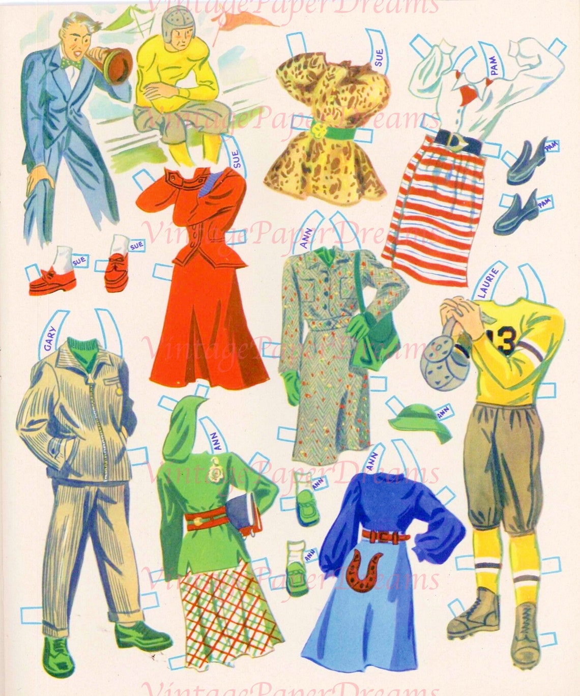 Vintage Paper Doll Printable PDF high School Paper Dolls 40s 1940s ...