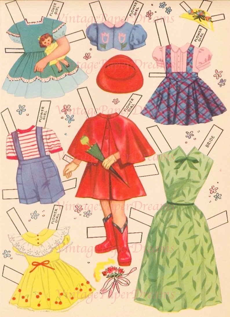 Vintage Paper Doll Printable PDF wedding Party Paper Doll - Etsy